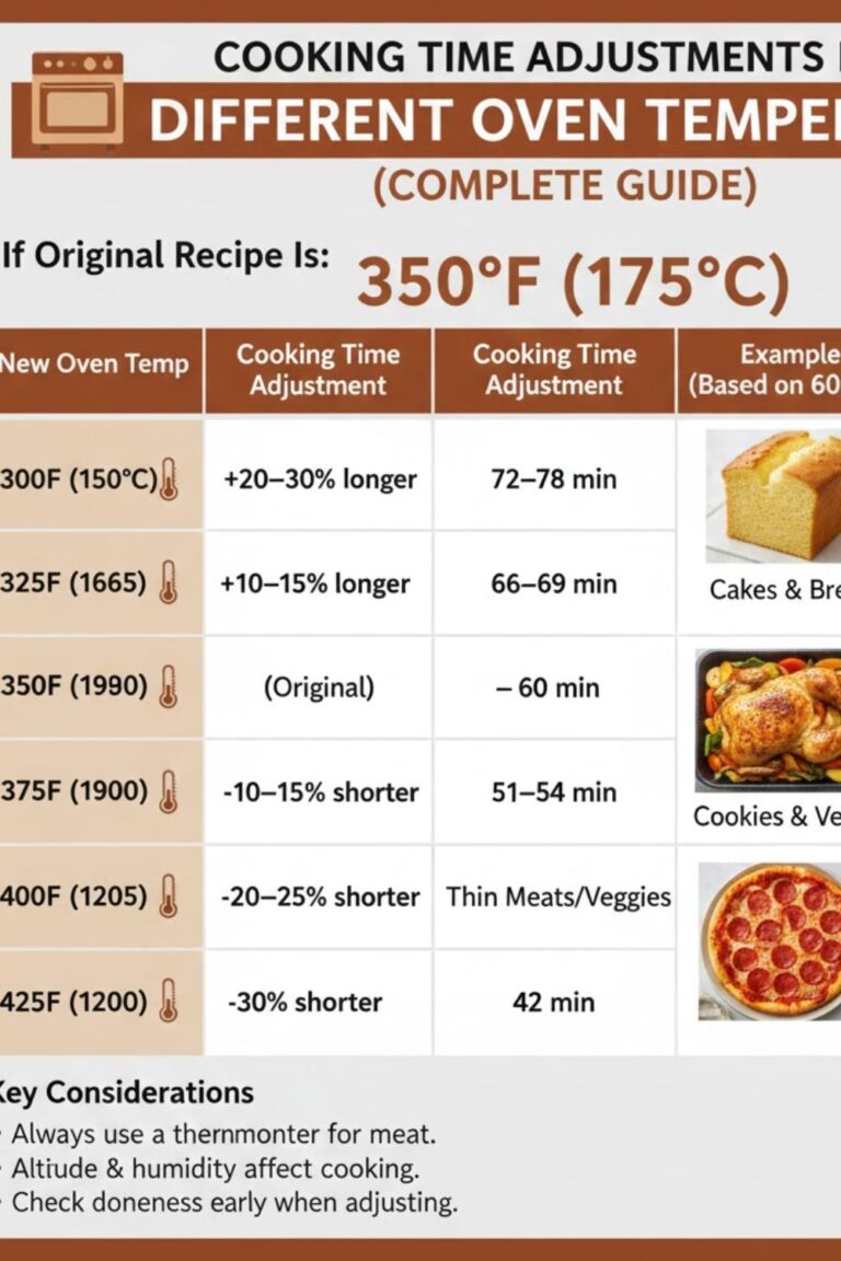 Cooking Time Adjustments for Different Oven Temperatures (Complete ...